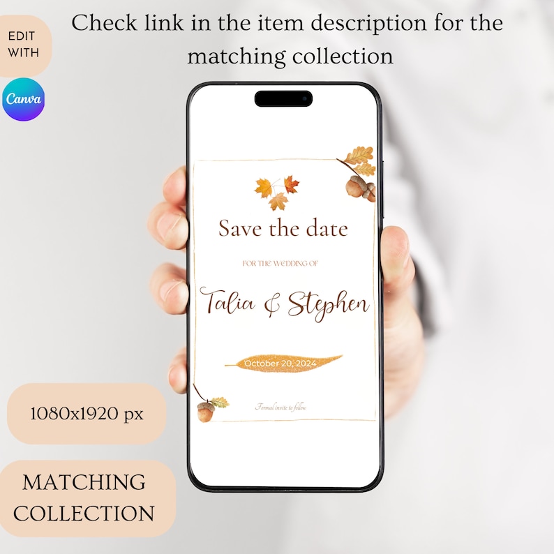 Editable Save the Date Template, Autumn Wedding Save the Date, Fall ...