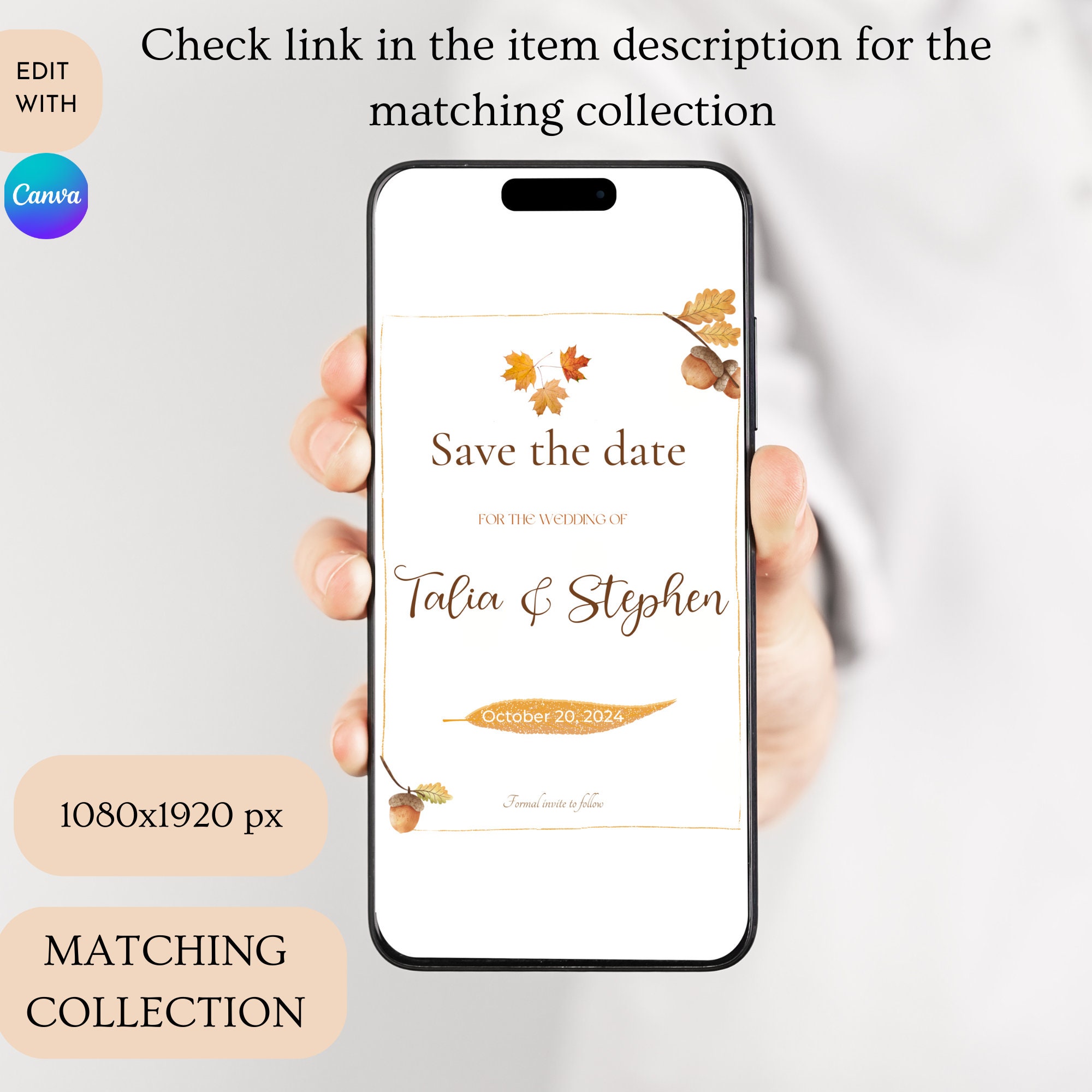 Editable Save the Date Template, Autumn Wedding Save the Date, Fall ...