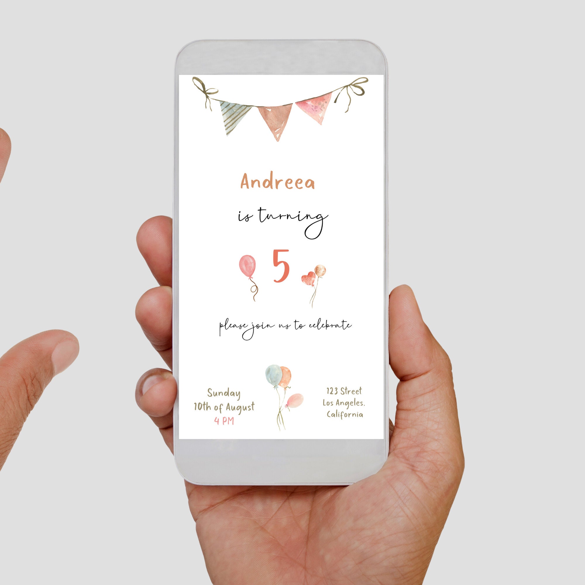 Minimalist Birthday Invitation, Party Invitation , Canva Editable ...