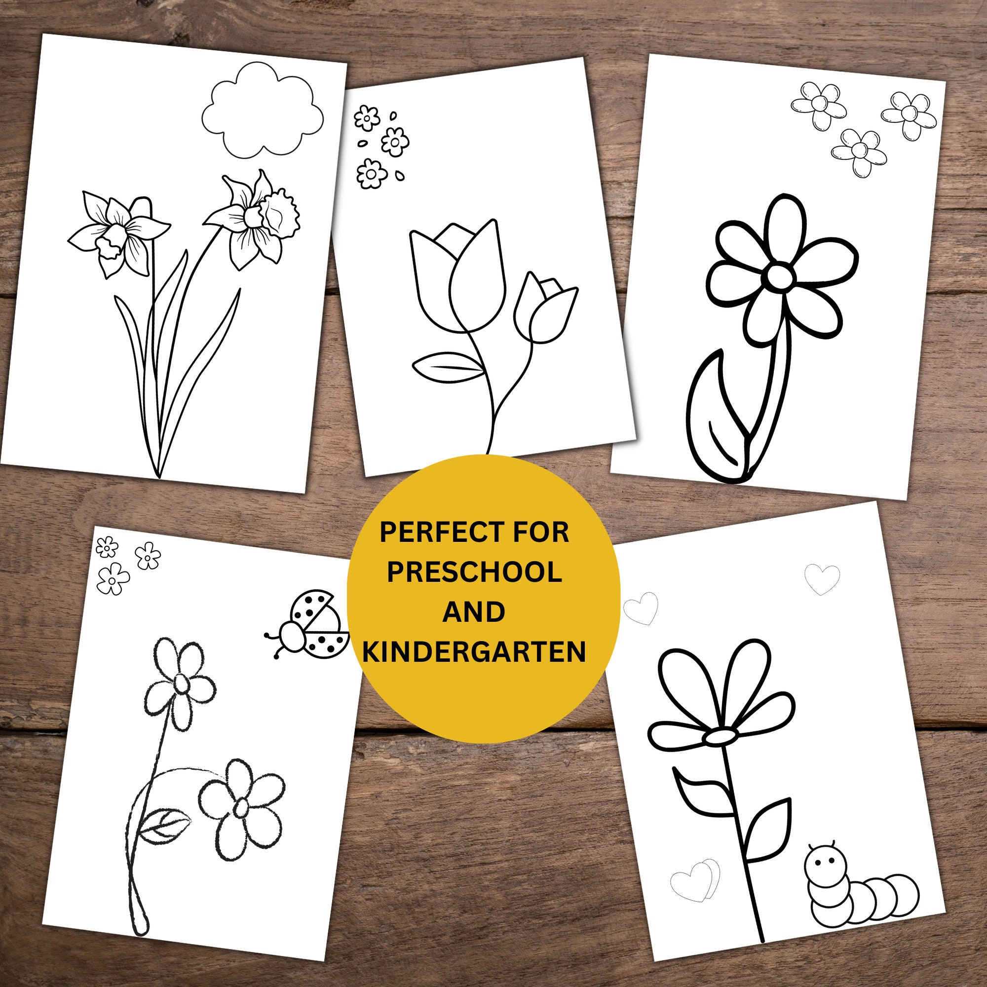 Simple Flower Coloring Pages for Kids 20 Flower Coloring - Etsy Australia