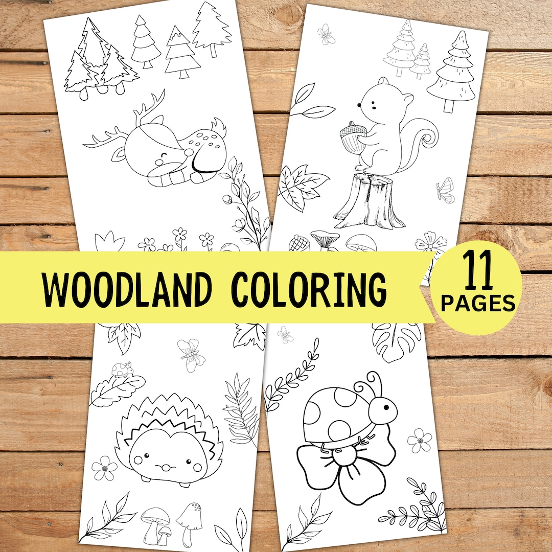 Woodland Animals Coloring Pages for Toddlers and Kids, Printable 11 ...