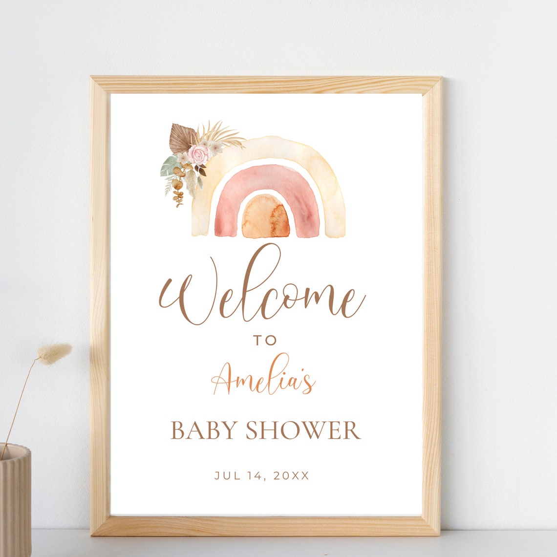 Editable Baby Shower Welcome Sign Boho Rainbow Rainbow Baby - Etsy