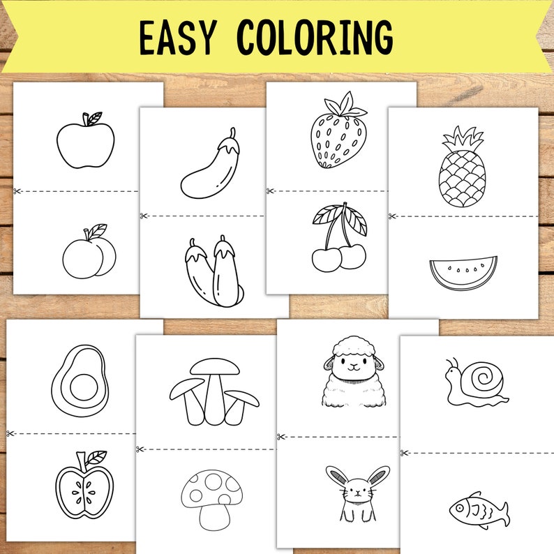 50 Coloring Pages for Toddlers, Kids Coloring Book, Simple Coloring ...