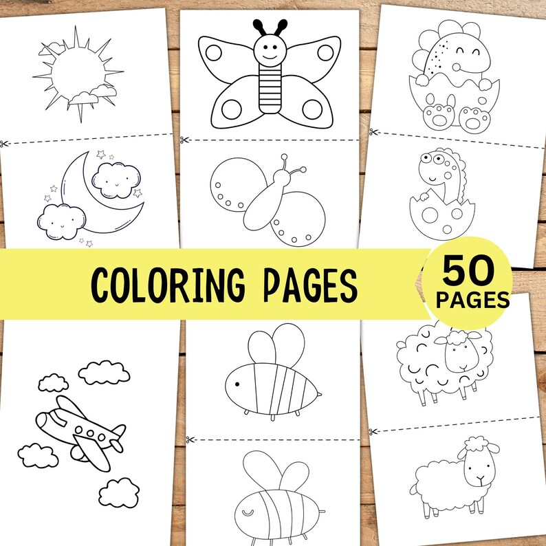 50 Coloring Pages For Toddlers Kids Coloring Book Simple Etsy 50 Coloring Pages For Toddlers Kids Coloring Book Simple Etsy