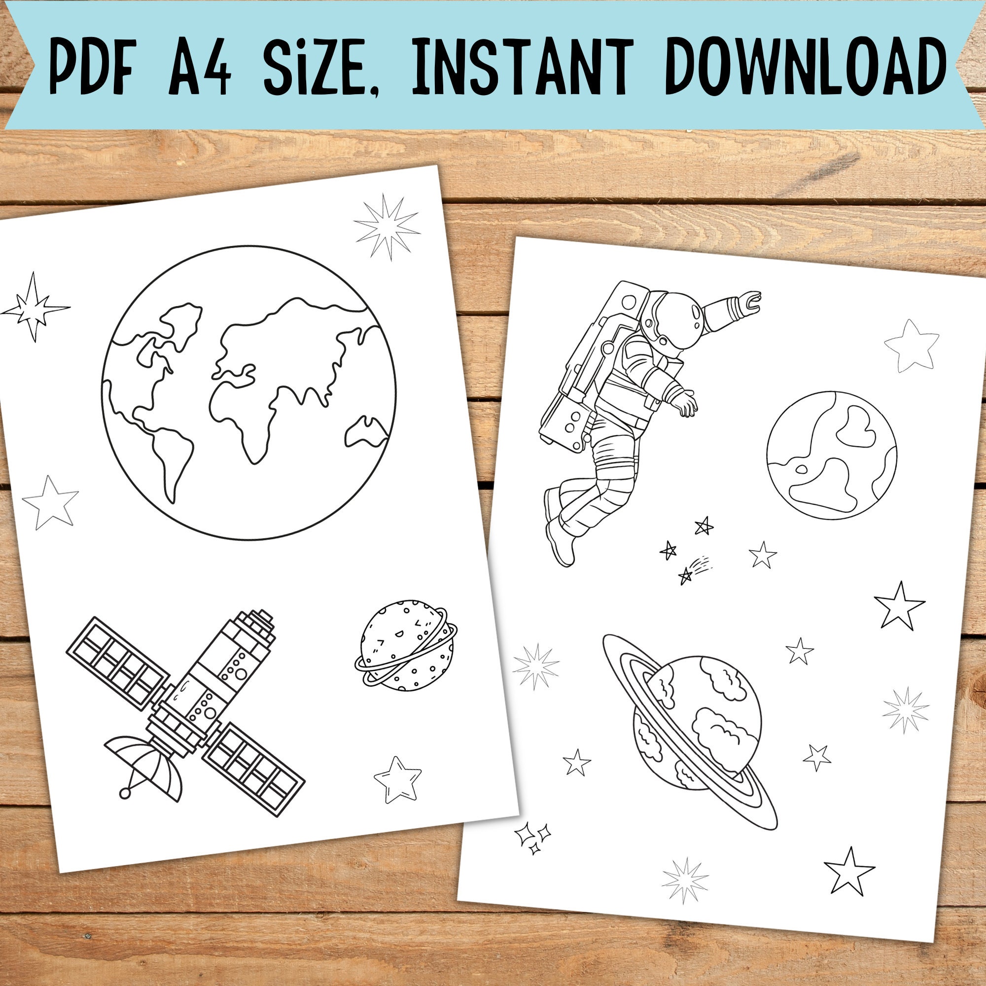 10 Outer Space Coloring Pages, Rockets Stars and Planets Sheets ...