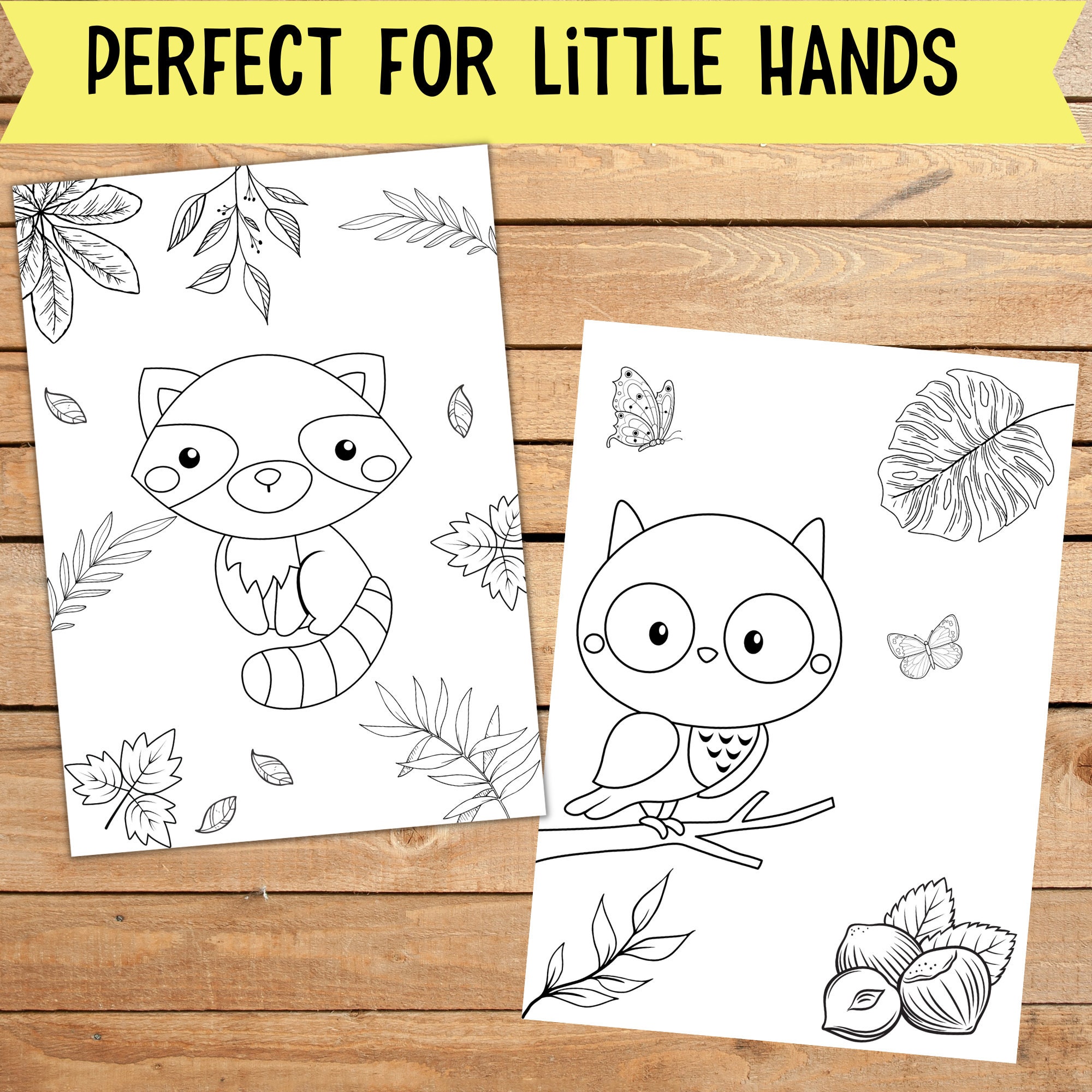 Woodland Animals Coloring Pages for Toddlers and Kids, Printable 11 ...