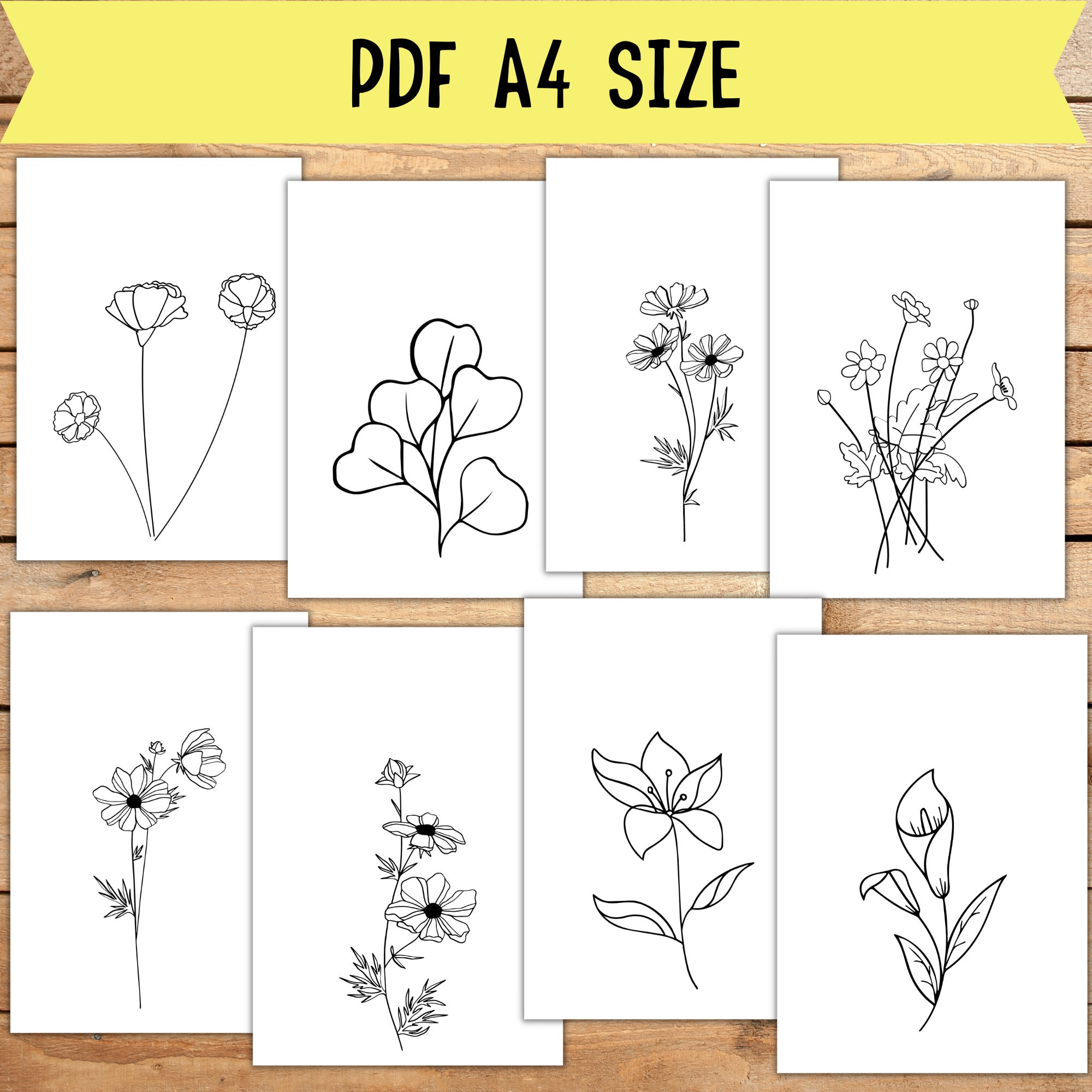 Floral Coloring Book, 60 Simple Flower Coloring Pages (PDF Pattern) - Etsy