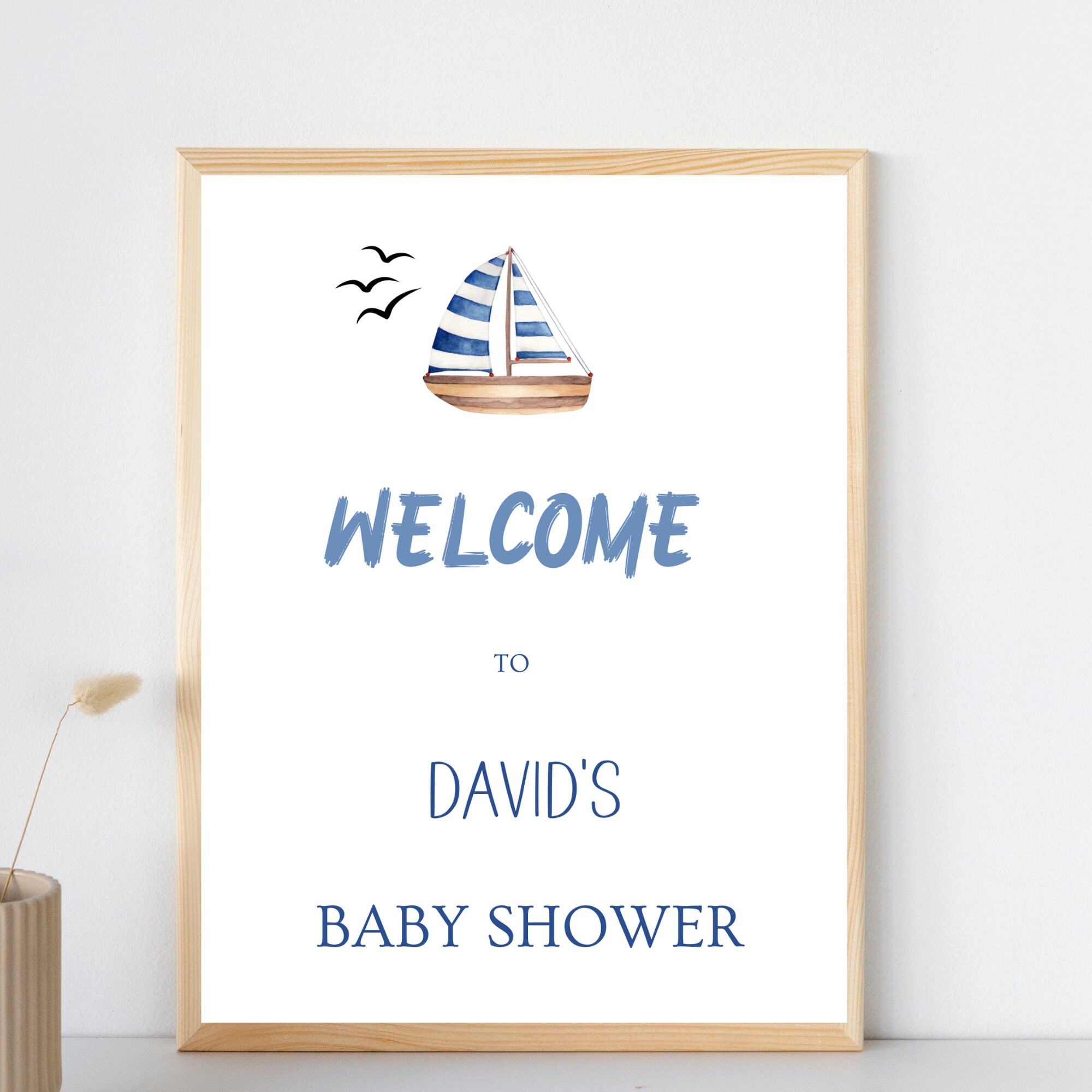 Nautical Welcome Sign Template, Baby Boy, Sailing Boat, Nautical Marine ...
