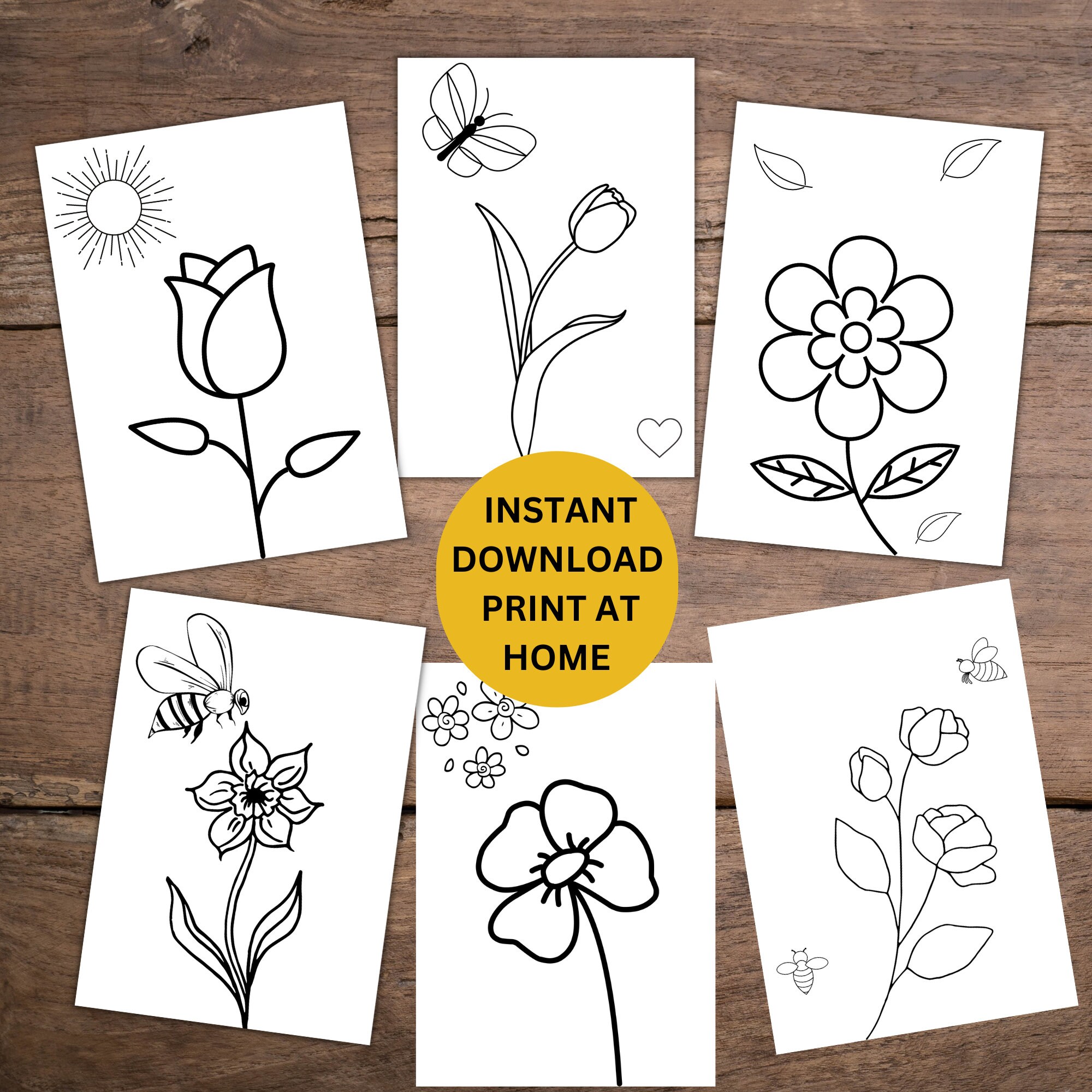 Simple Flower Coloring Pages for Kids 20 Flower Coloring - Etsy Australia