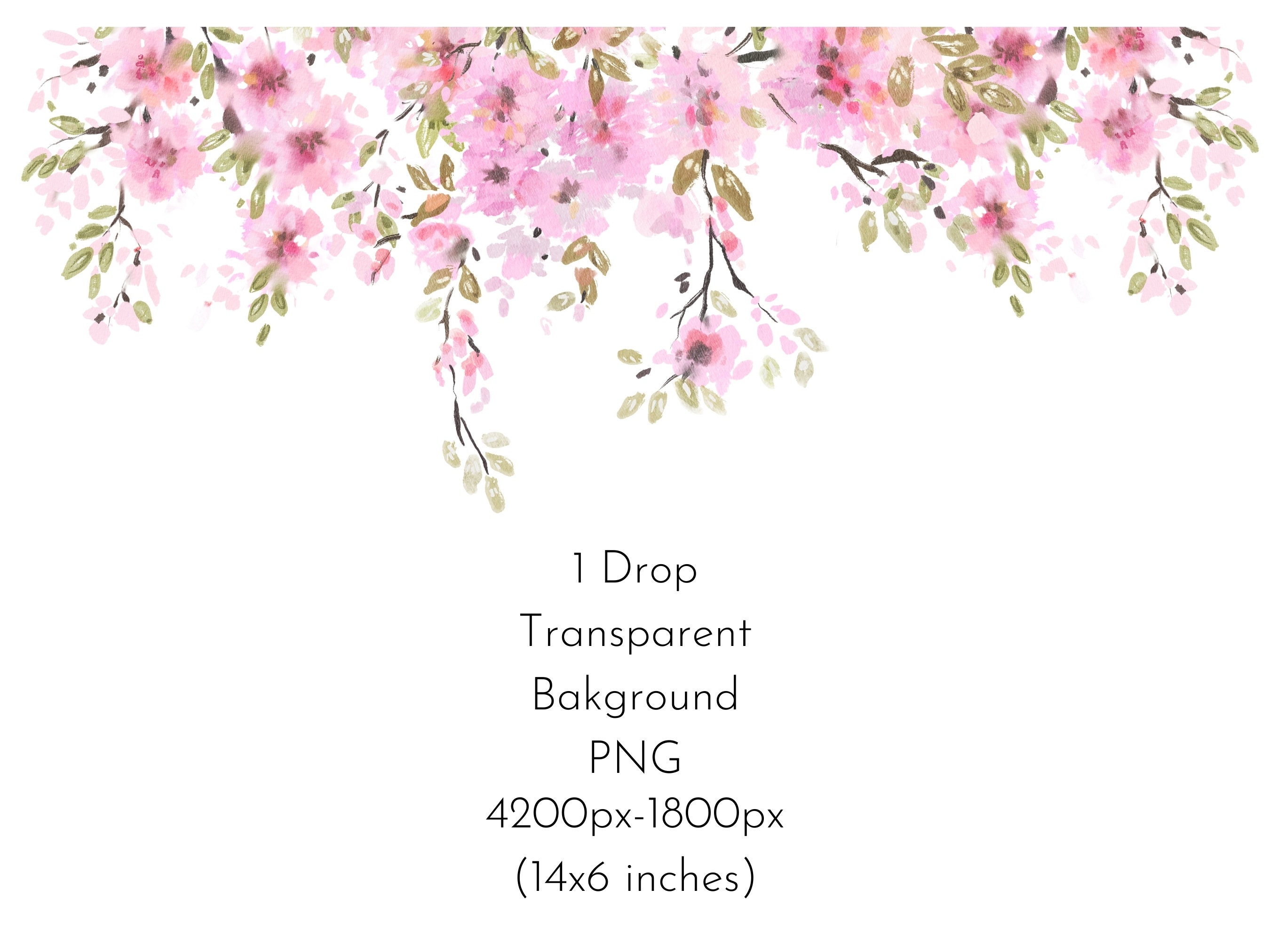 Pink Blossom Watercolor Clipart, Cherry Blossom Clipart, Floral ...