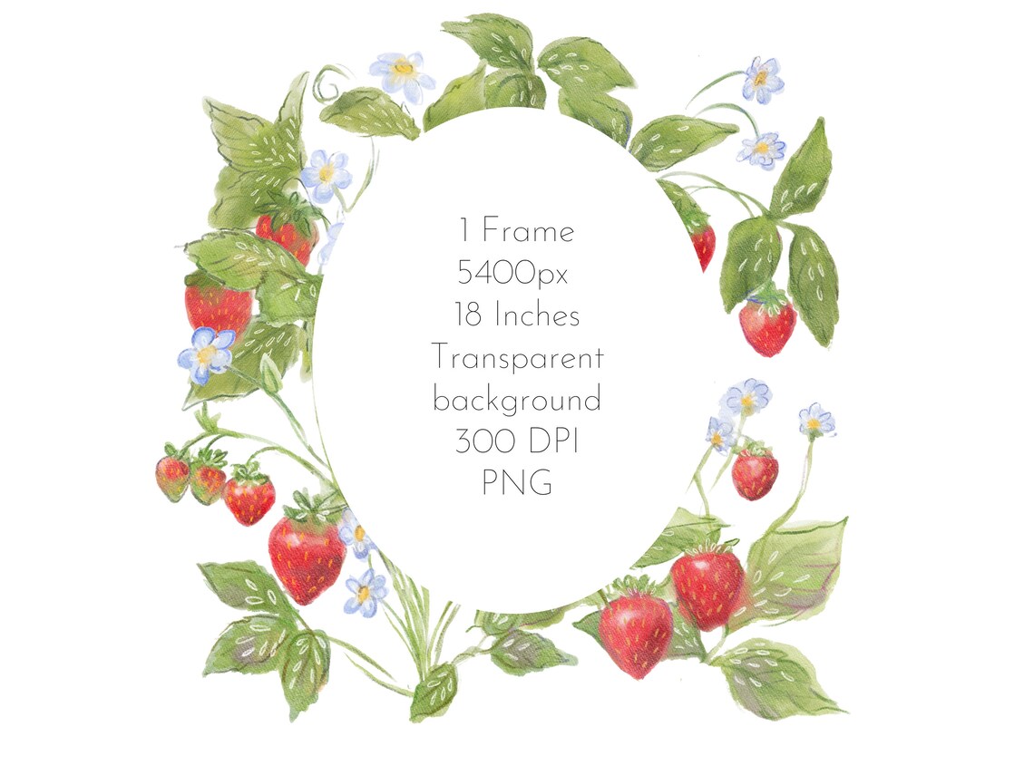 Strawberry Watercolor Clipart PNG, Strawberry Frame Clipart, Watercolor ...