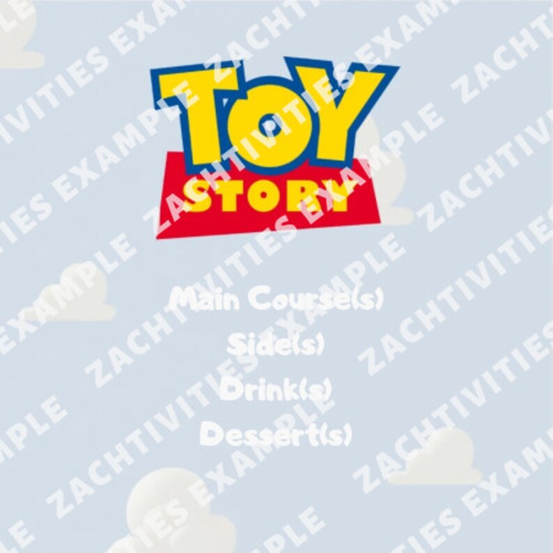 Pixar Movie Dinner Menu Collection (digital) - Etsy