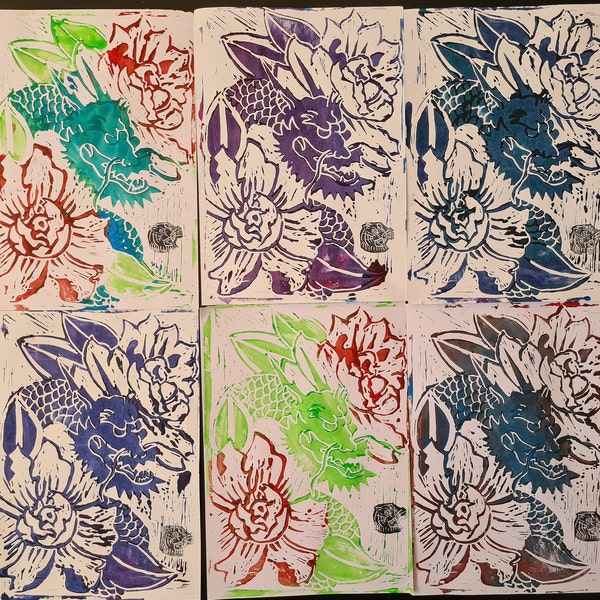 Dragon Lino Print - Etsy Ireland