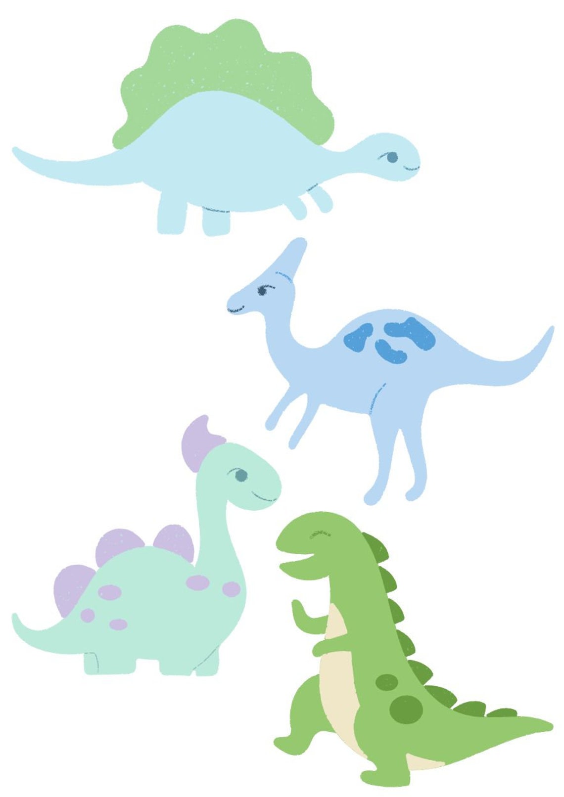 Cute Pastel Color Dinosaurs Clipart Ready for Print - Clipart Dinos SVG ...