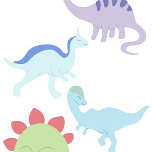 Cute Pastel Color Dinosaurs Clipart Ready for Print - Clipart Dinos SVG ...
