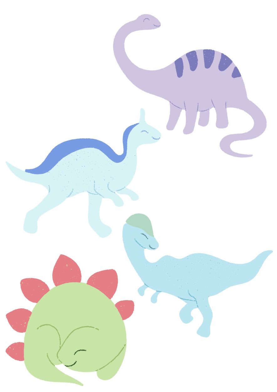 Cute Pastel Color Dinosaurs Clipart Ready for Print - Clipart Dinos SVG ...