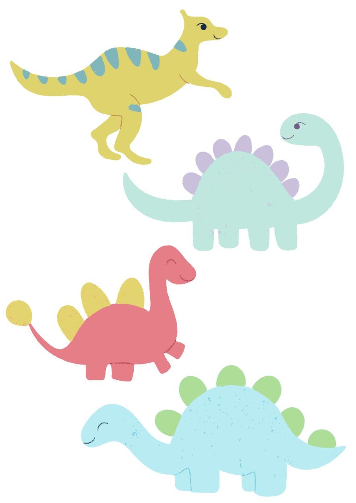 Cute Pastel Color Dinosaurs Clipart Ready for Print - Clipart Dinos SVG ...
