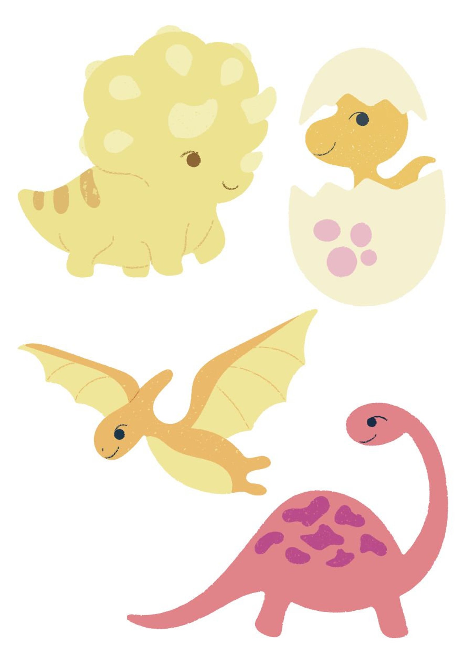 Cute Pastel Color Dinosaurs Clipart Ready for Print - Clipart Dinos SVG ...