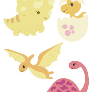 Cute Pastel Color Dinosaurs Clipart Ready for Print Clipart Dinos SVG ...