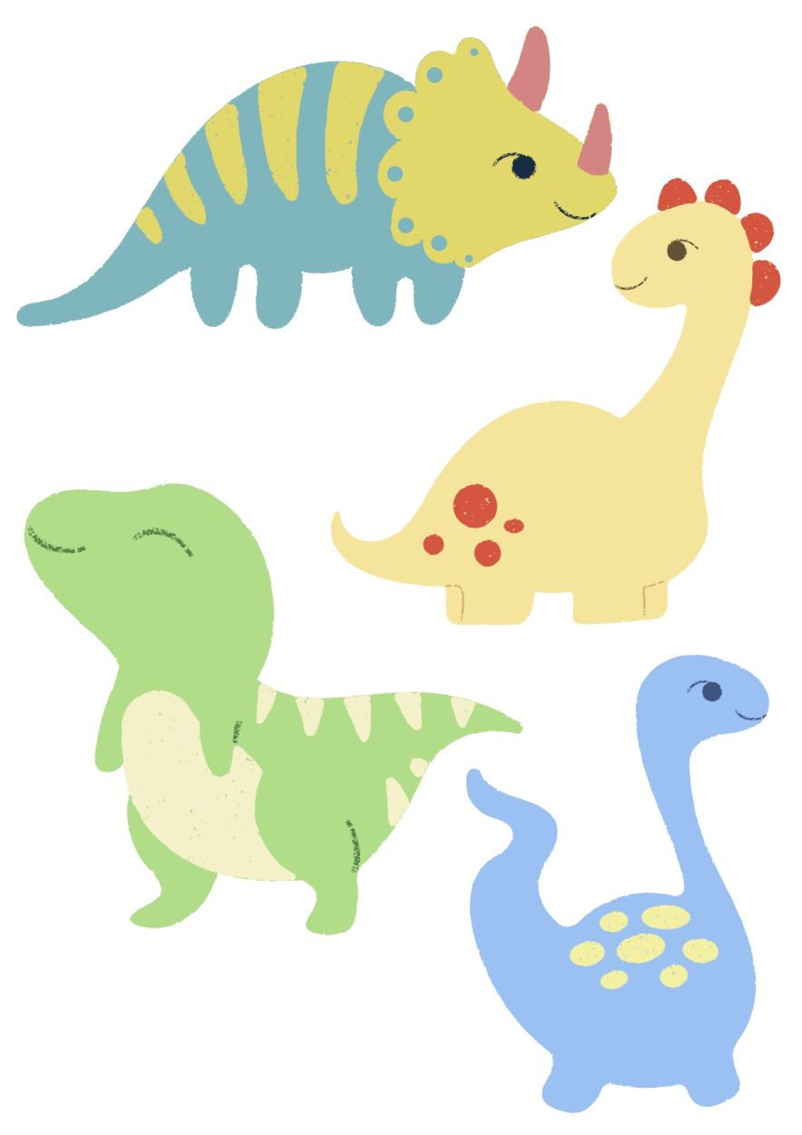 Cute Pastel Color Dinosaurs Clipart Ready for Print - Clipart Dinos SVG ...
