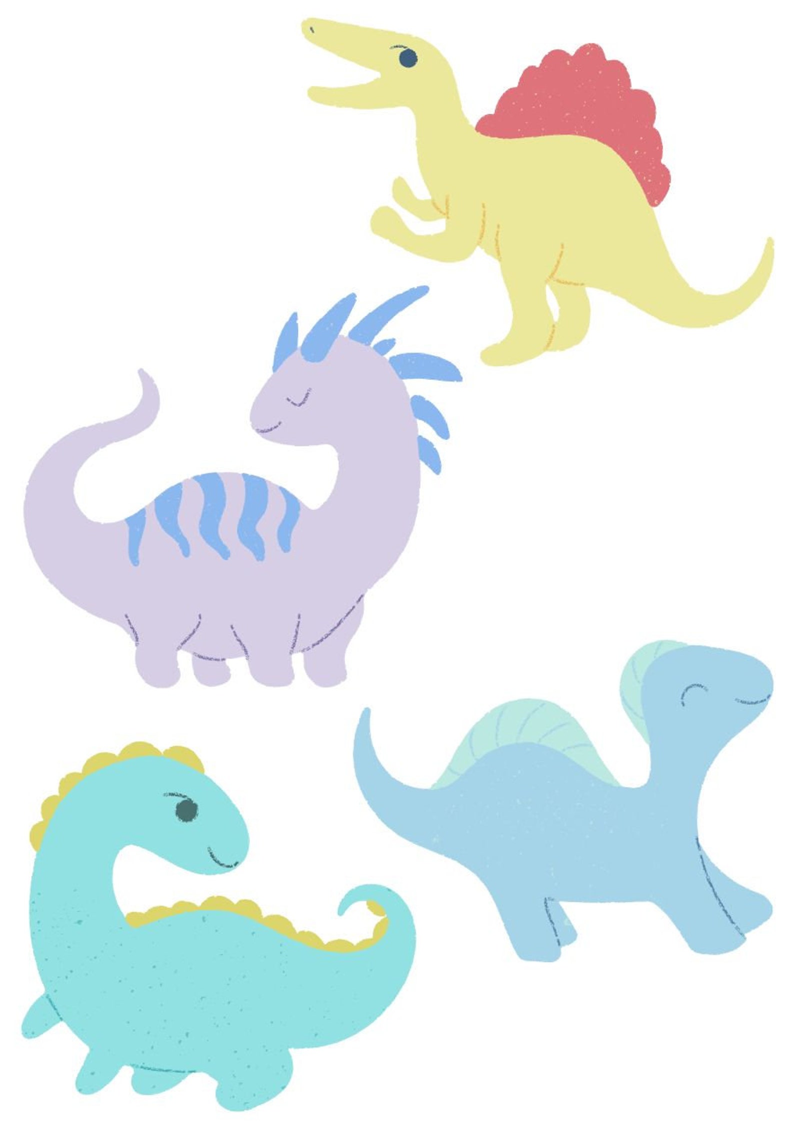 Cute Pastel Color Dinosaurs Clipart Ready for Print - Clipart Dinos SVG ...