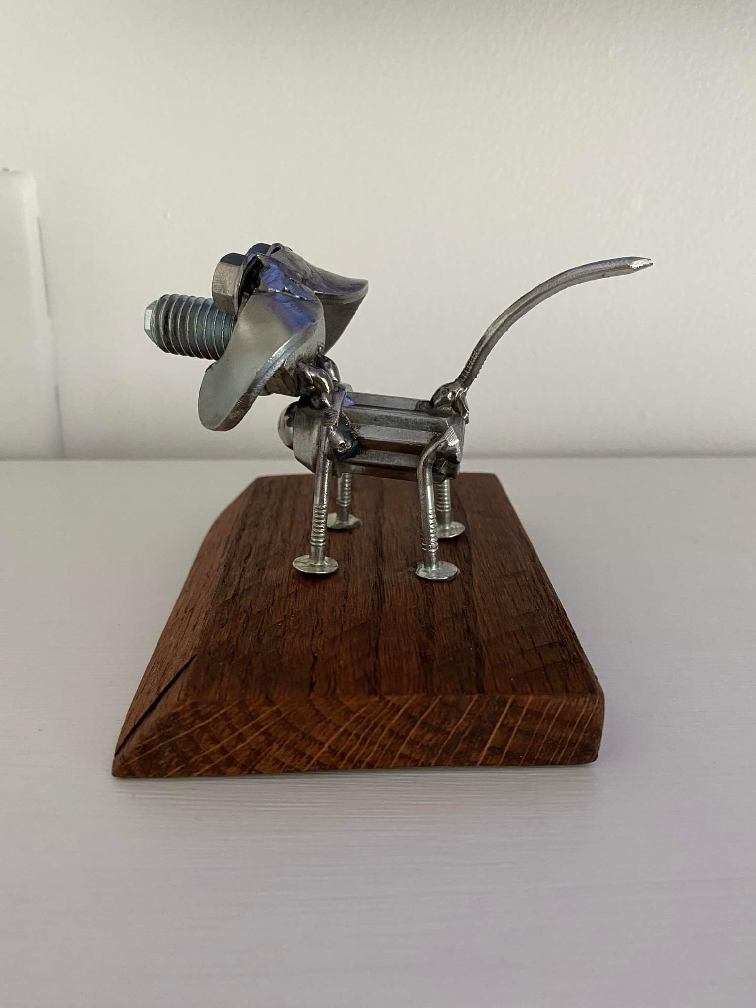 Metal Dog on Wood Base. Floppy Eared Dog Welded Sculputre - Etsy