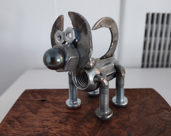 Handcrafted Scrap Metal Sculpture of Dog Made From Nuts and Bolts Weld ...