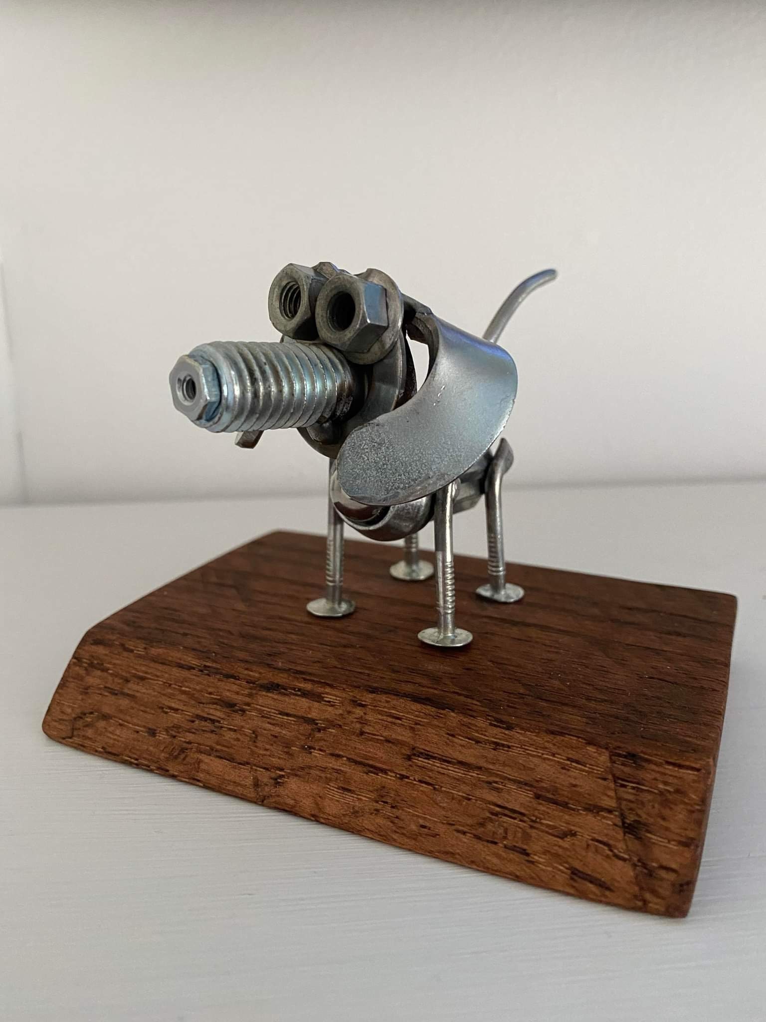 Metal Dog on Wood Base. Floppy Eared Dog Welded Sculputre - Etsy