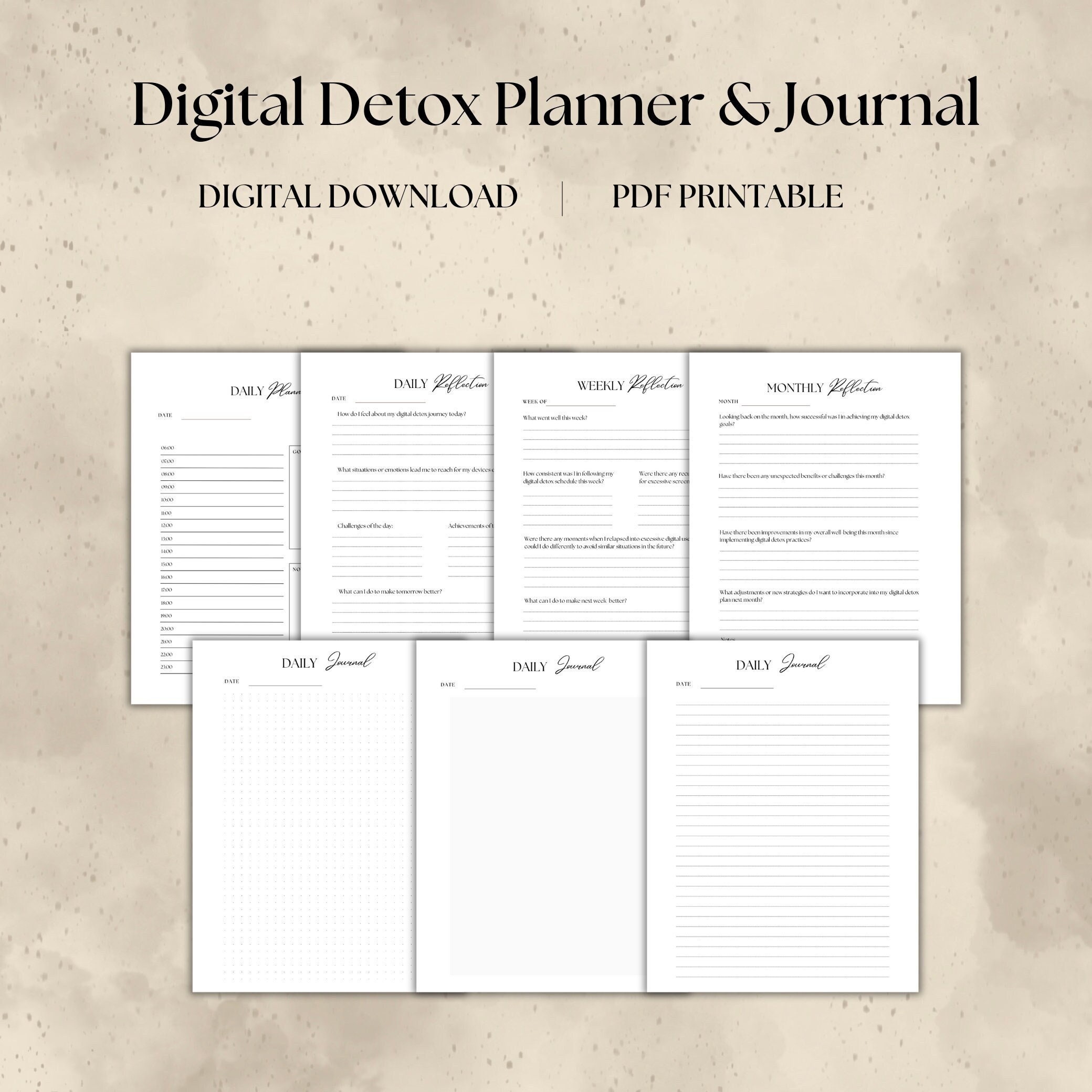 Digital Detox Planner Printable Journal Social Media Detox Printable ...