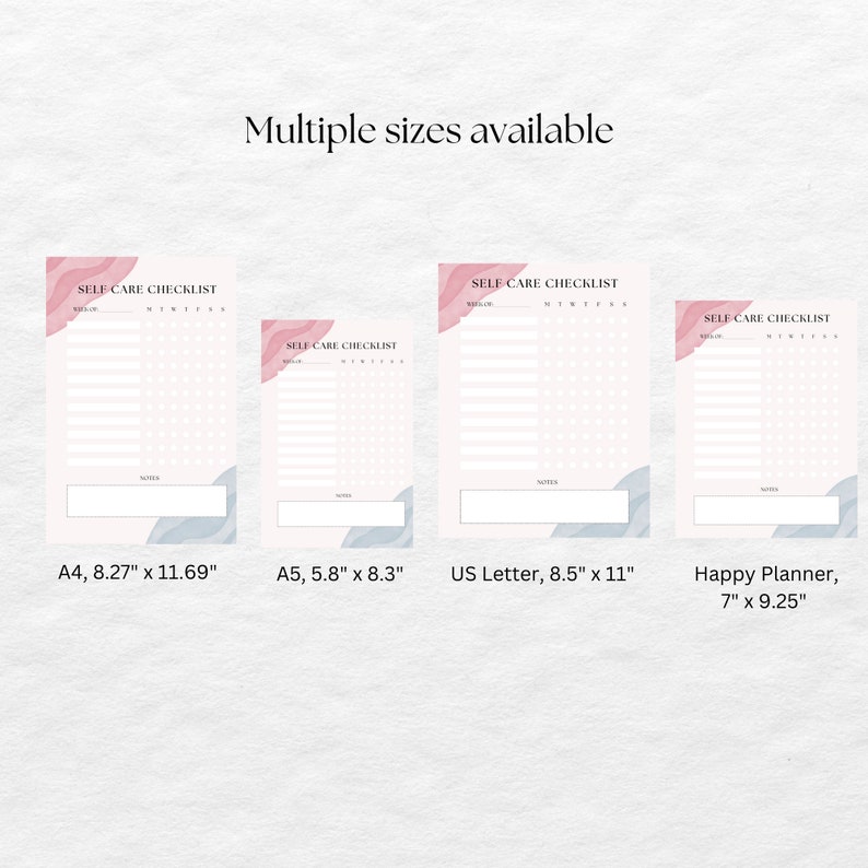 Self Care Checklist Planner Printable Self Care Tracker Weekly Self ...