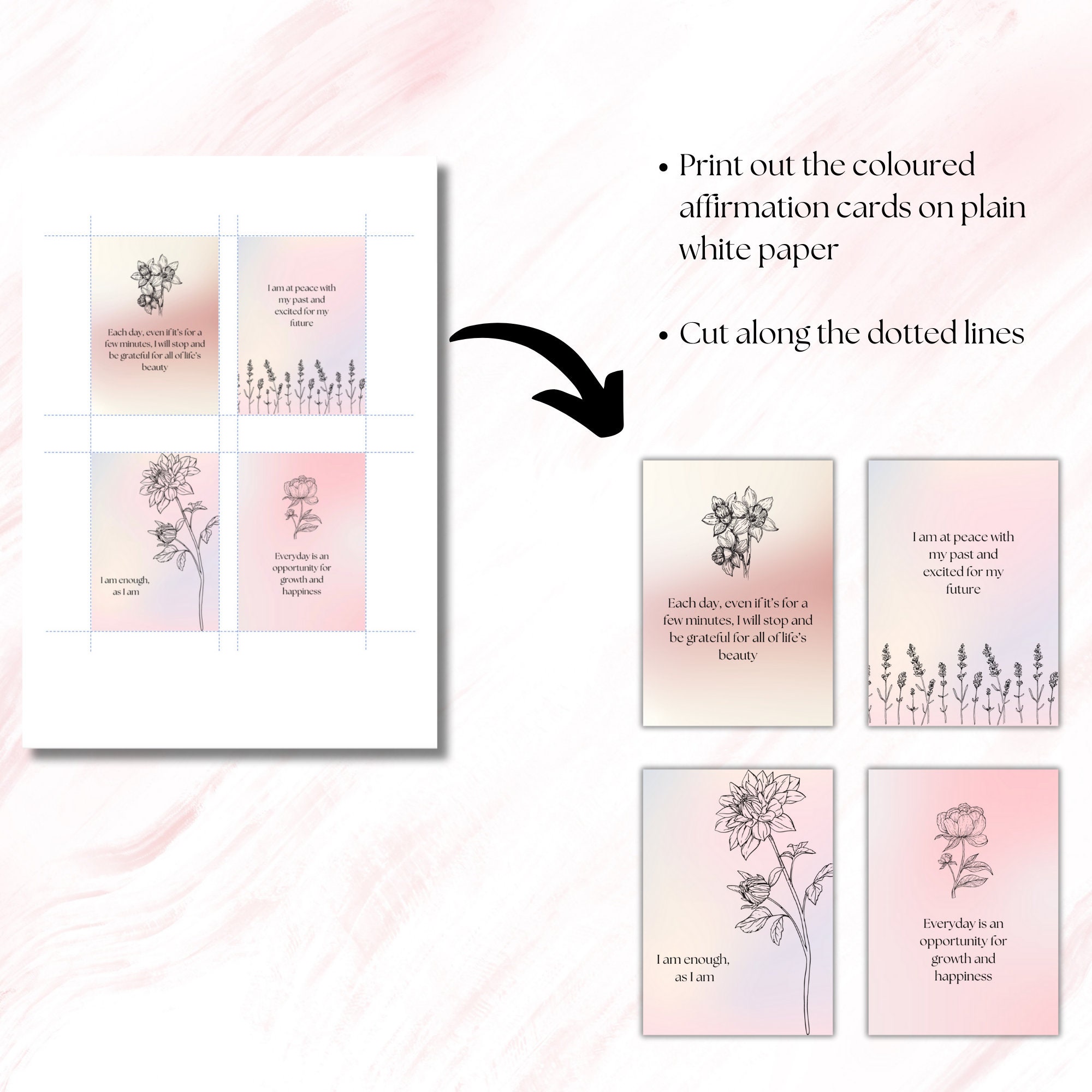 Self Care Affirmation Card Coloured Art Print Self Love Printable ...