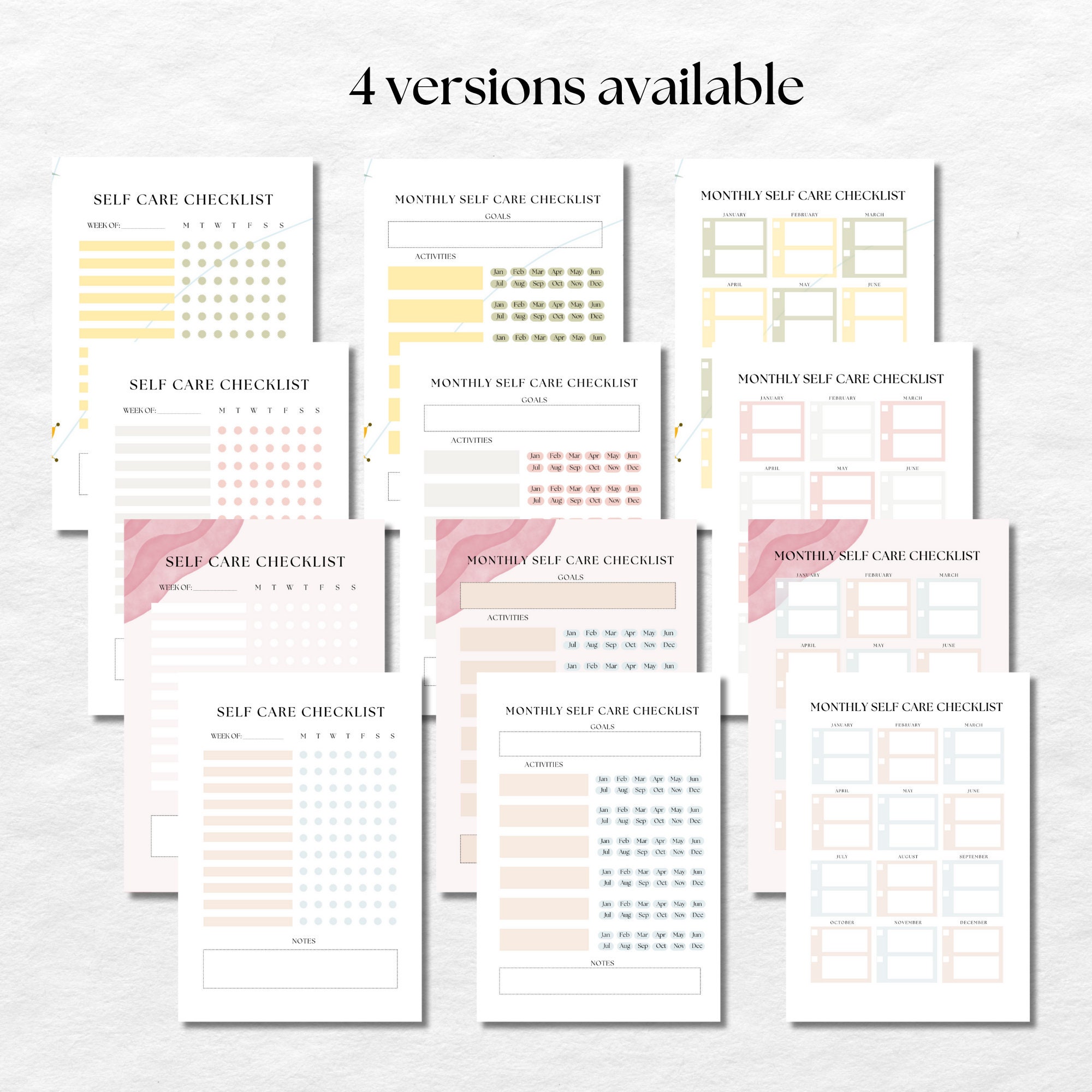 Self Care Checklist Planner Printable Self Care Tracker Weekly Self ...