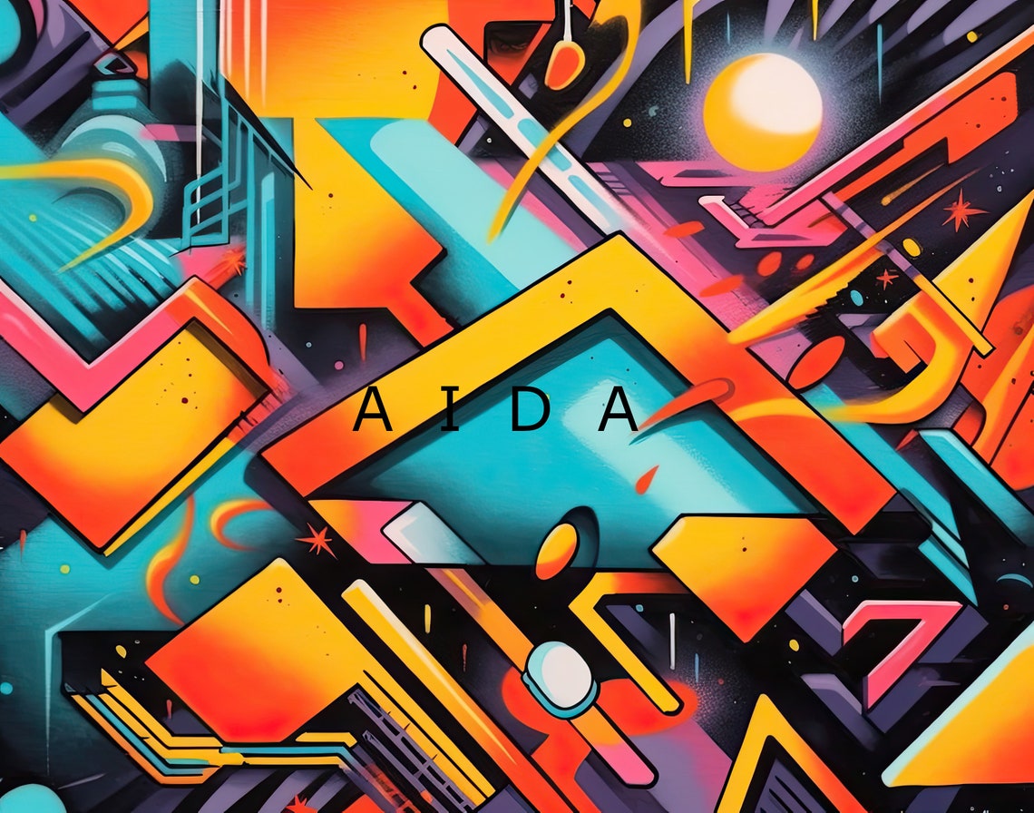 Retro Vibe: Trio Wall 80s Graffiti Street Art, 3 Ai-generated Original ...