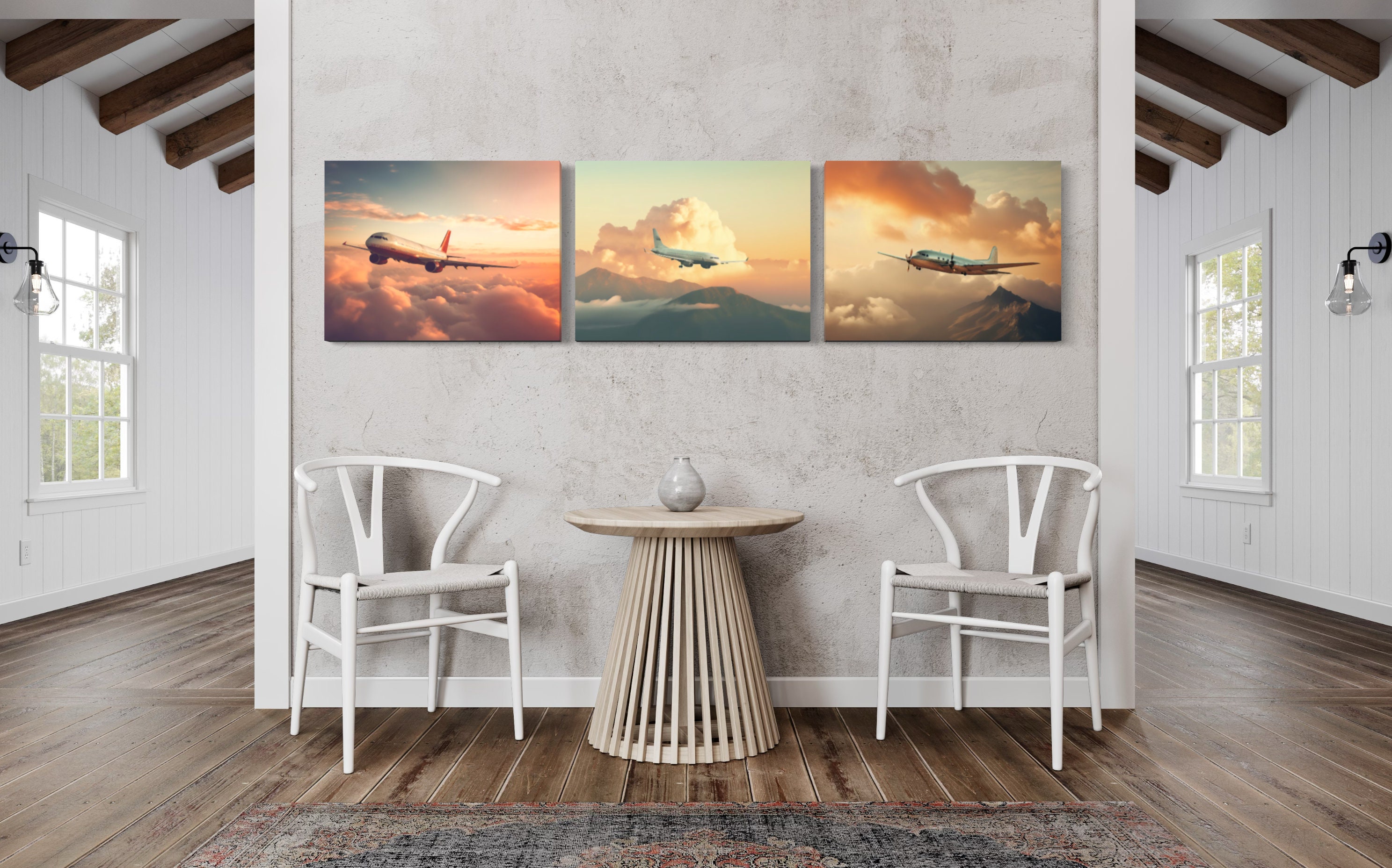 Sunset Airplane Photographs, Flying, Instant Gifts, AI Art, Wall Art ...