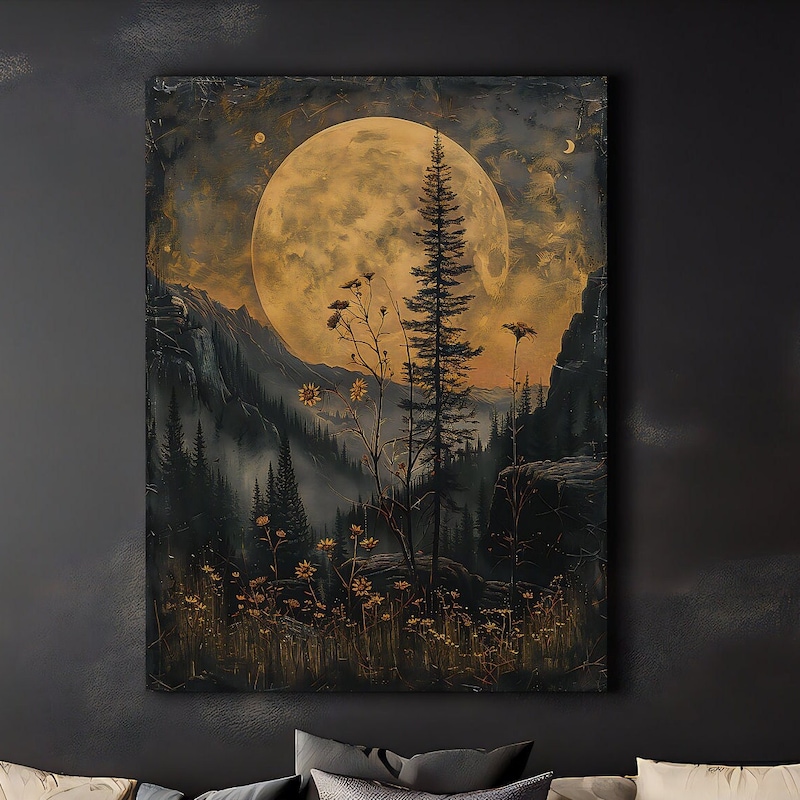 Full Moon Painting - Etsy
