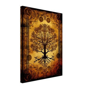 Vintage Tree of Life Canvas Print, Medieval Grunge Artwork, Symbolic ...