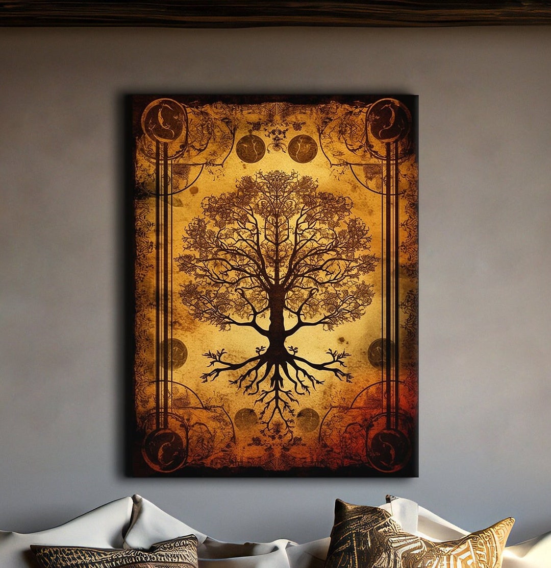 Vintage Tree of Life Canvas Print, Medieval Grunge Artwork, Symbolic ...