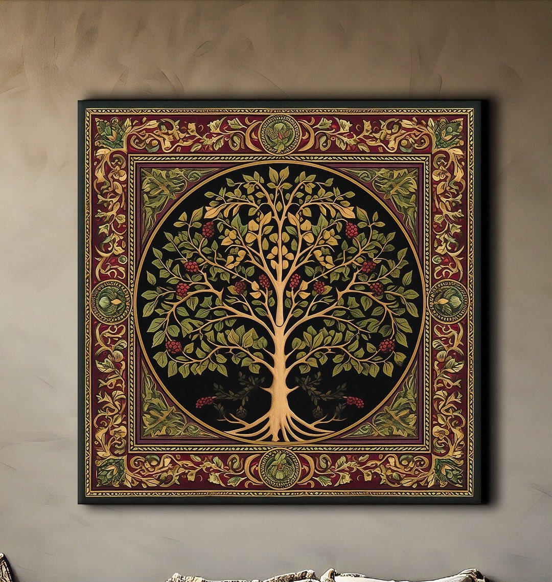 Christmas Tree of Life, Yggdrasil Painting Canvas Print, Celtic Wall ...