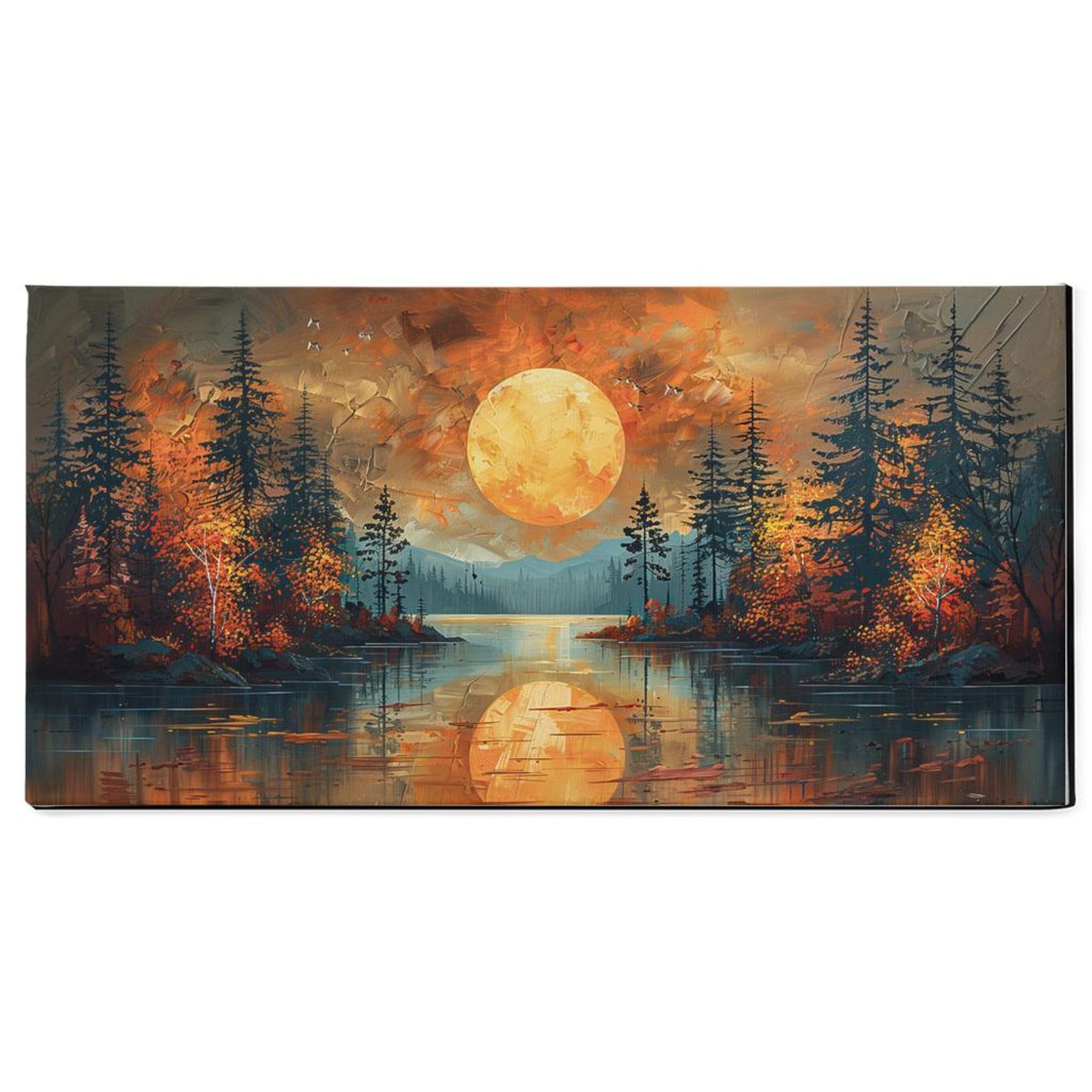 Autumn Sunset Lake Canvas Print: Rustic Golden Hour Forest Wall Art - Etsy