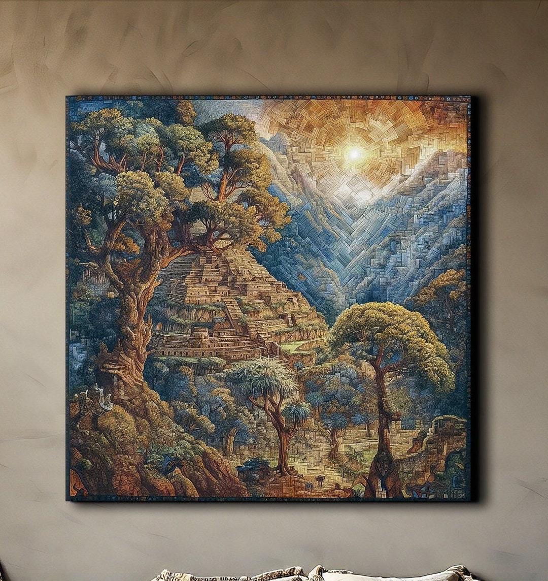 Fantasy Ancient Civilization Wall Art, Mystical Landscape Painting ...