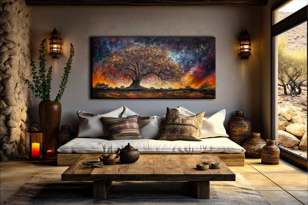 Starry Night Tree of Life Canvas Print: Cosmic Aboriginal Art - Etsy