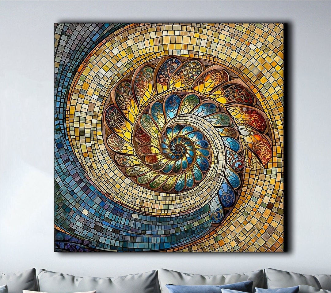 Golden Spiral Canvas Print: Sacred Geometry Mosaic Wall Art - Etsy