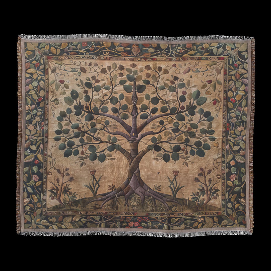 William Morris Tree of Life Blanket, Woven Throw Wall Tapestry, Living ...