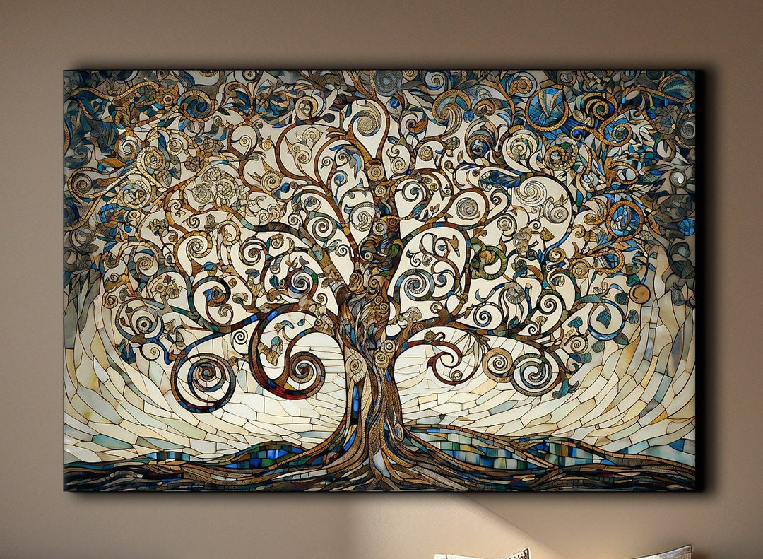 Tree of Life Painting, Yggdrasil Canvas Wall Art, World Tree Art Print ...
