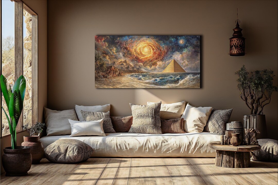 Celestial Pyramid Seascape Canvas Print: Cosmic Galaxy Wall Art - Etsy