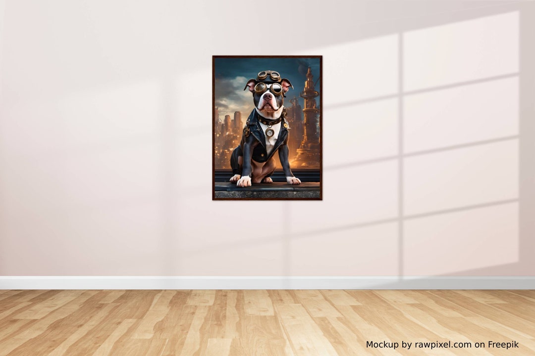 Steampunk/sci-fi Staffordshire Terrier Dog Wearing Goggles and a ...