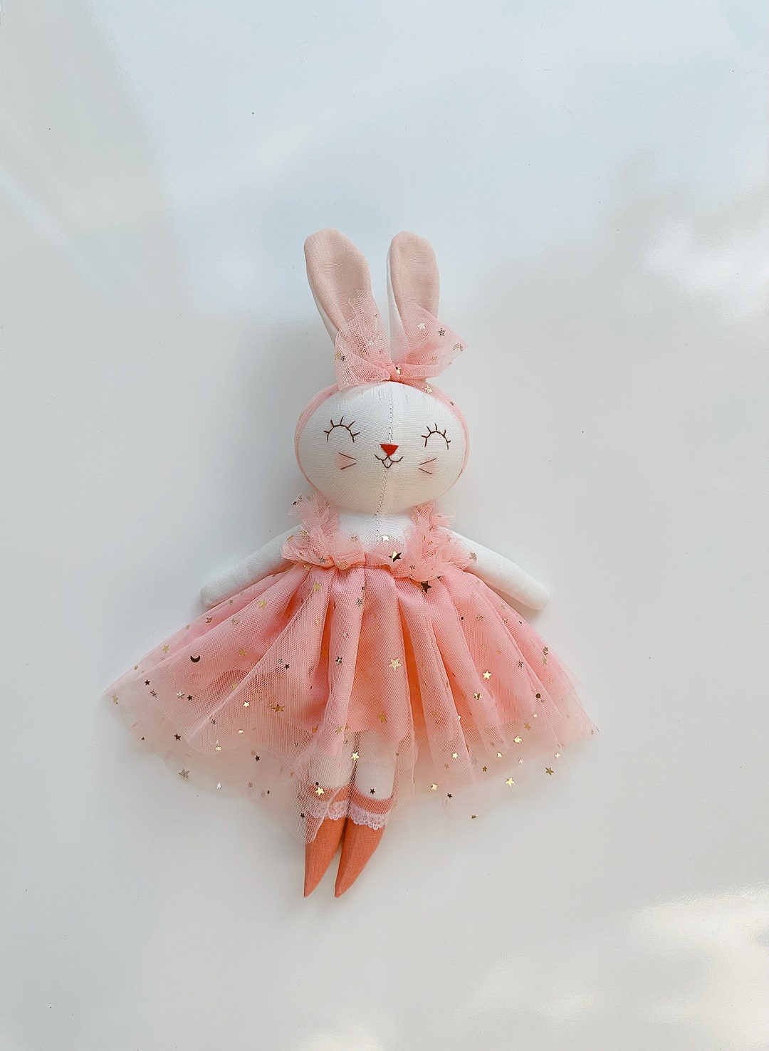 BIG DOLL- Handmade Bunny Doll With Floral Skirt, Linen Soft Fabric Doll ...