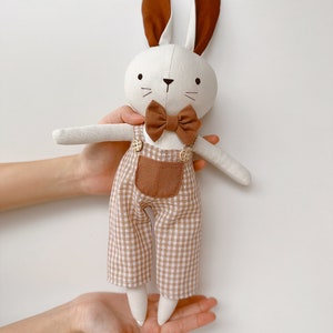 Bunny Doll, Linen Soft Fabric Doll, Heirloom Handmade Doll, Textile ...