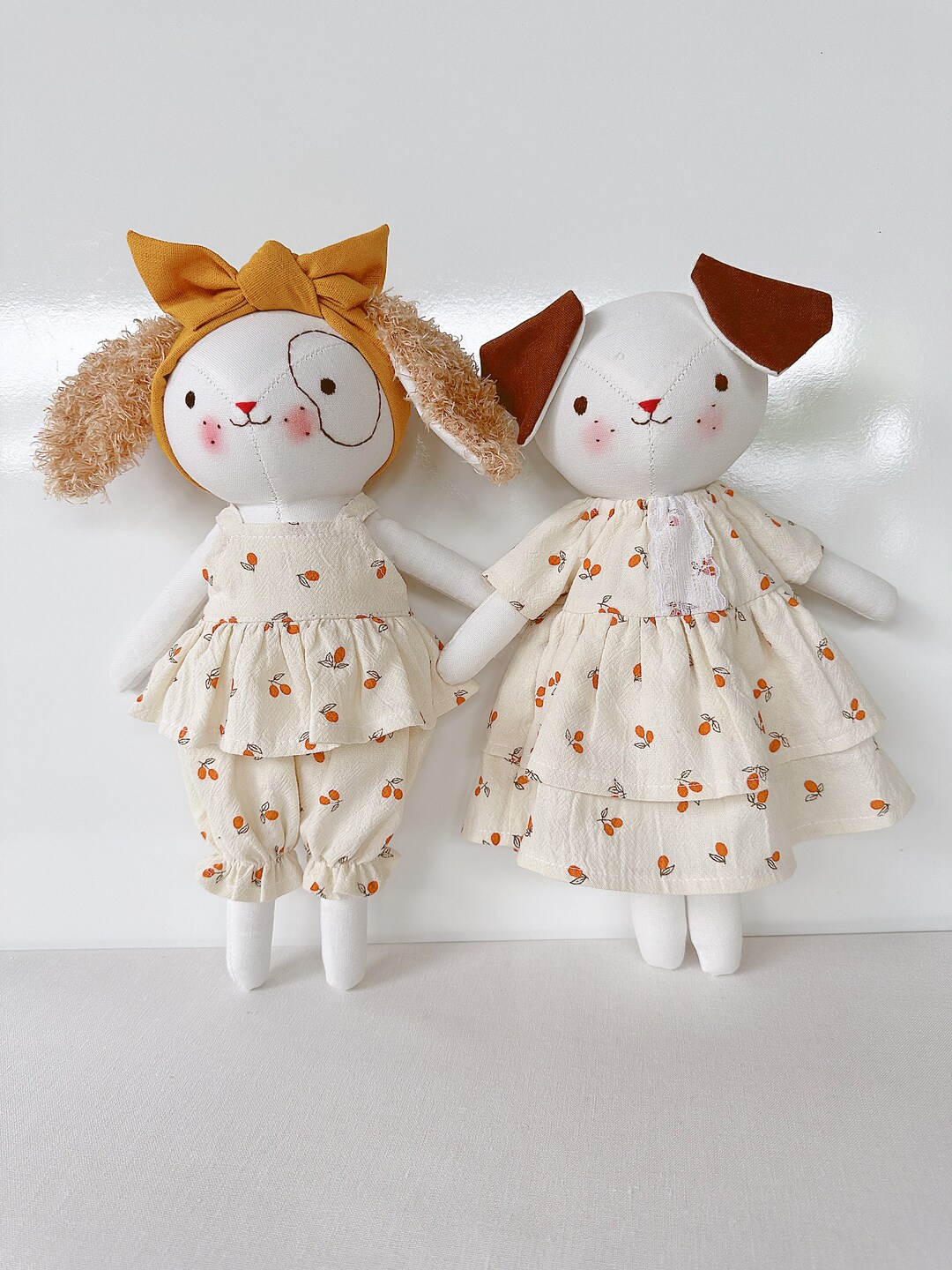 BIG Size PUPPY DOLL With Flowers Dress, Handmade Dog Doll, Plushies ...