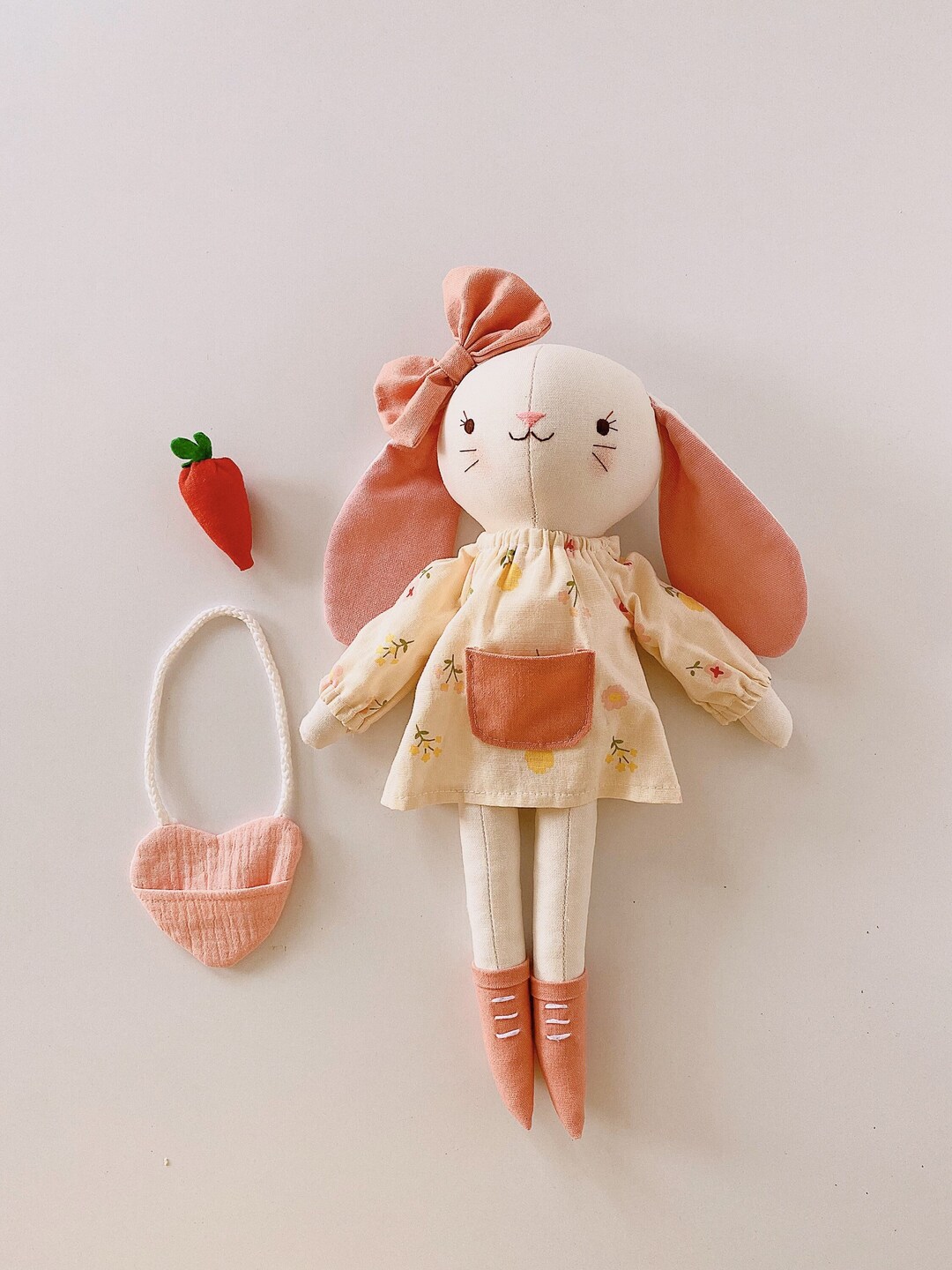 BIG SALE Handmade Fabric Doll Sleeping Bunny Linen Doll With - Etsy